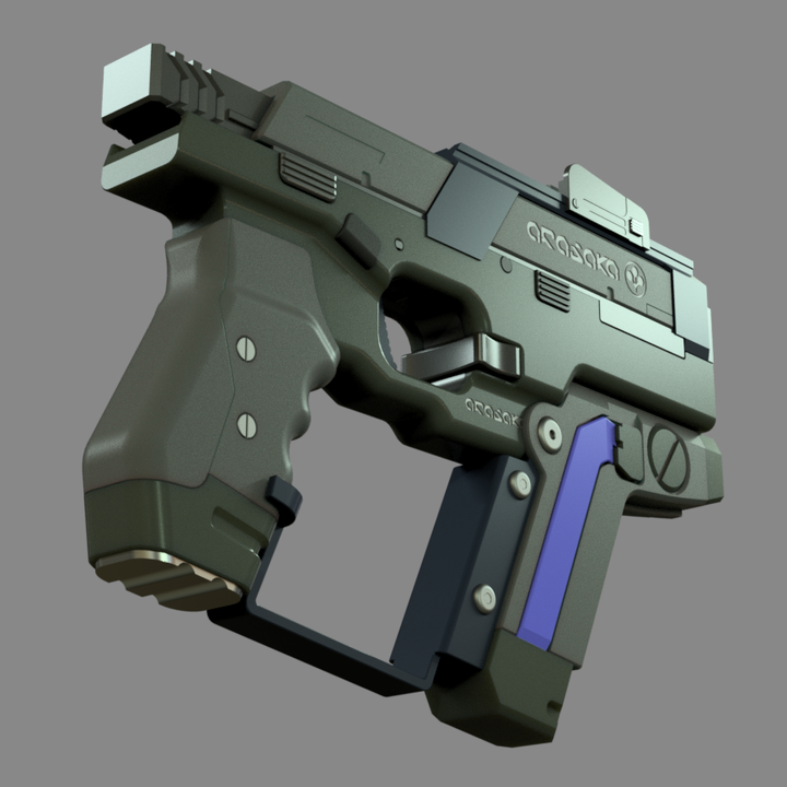 3D Printable Ambition - Arasaka JKE-X2 Kenshin Iconic Tech Pistol - Cyberpunk 2077 3D Model by ...